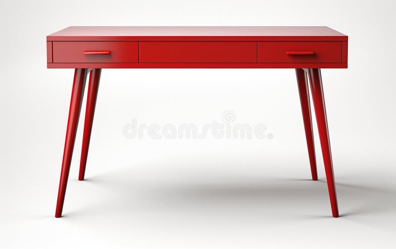 Red Writing Desk White Background -Generative Ai Stock Illustration ...