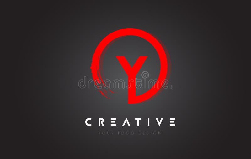 Red Y Circular Letter Logo with Circle Brush Design and Black ...