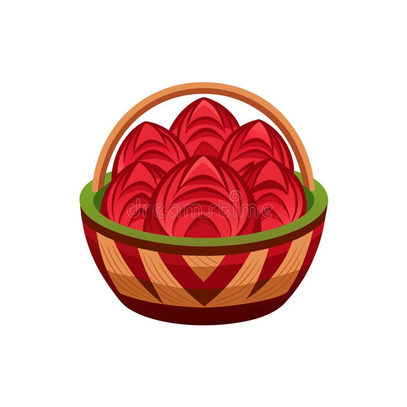 Red Yarn Balls in a Basket Vector Illustration Stock Photo ...