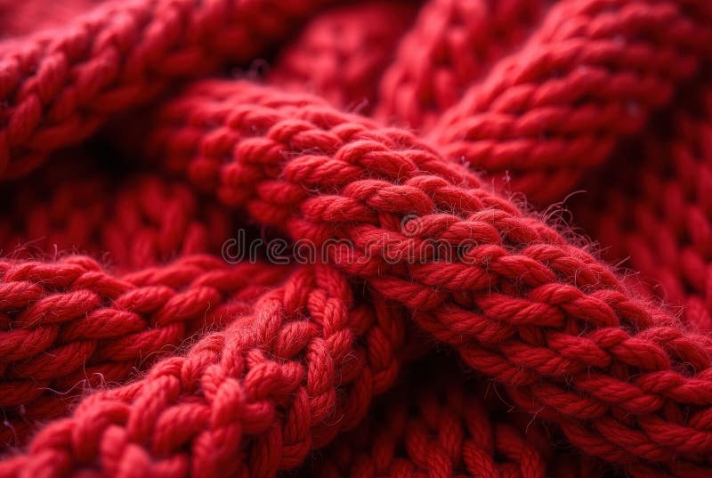 A Close-up of Red Yarn with a Knitted Texture, AI-generated Stock ...