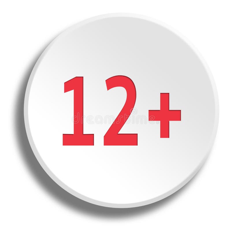 Red 12 Years in Round White Button with Shadow Stock Illustration ...