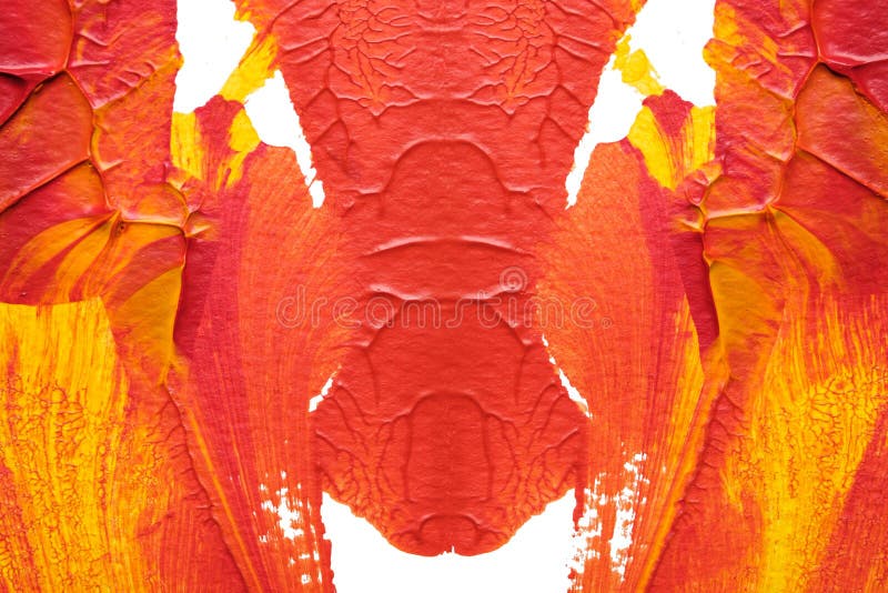 Red Yellow Abstract Acrylic Painting Color Texture on White Paper ...