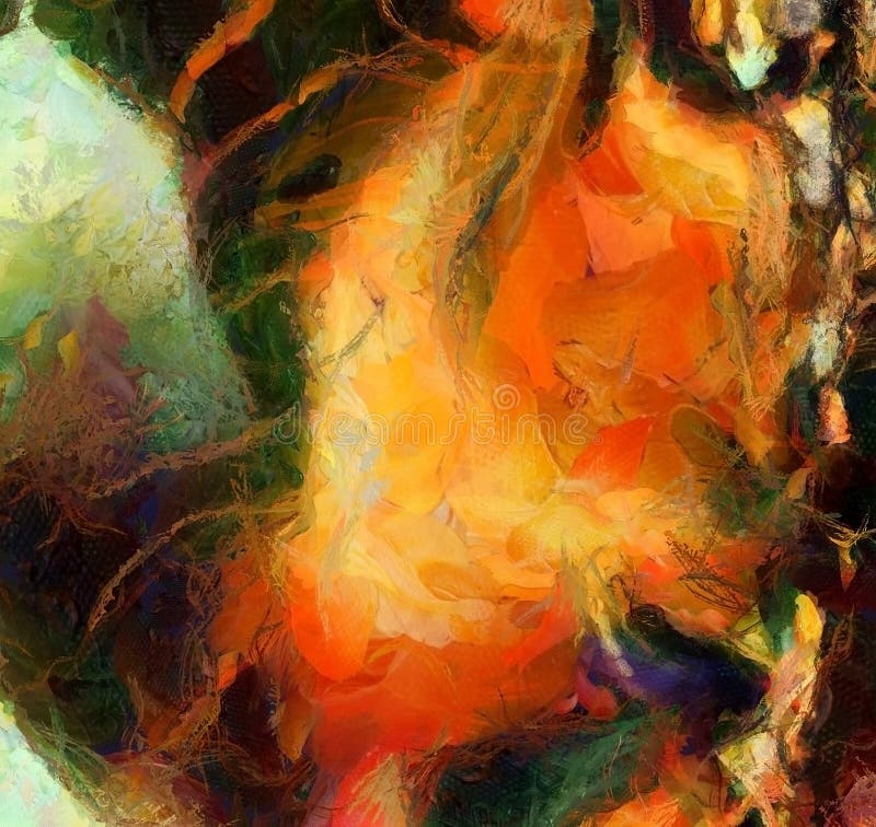 Red Yellow Abstract Painting Stock Illustration - Illustration of gold ...