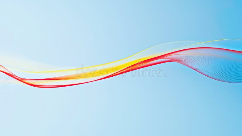 Red and Yellow Abstract Waves are Flowing on a Light Blue Background ...