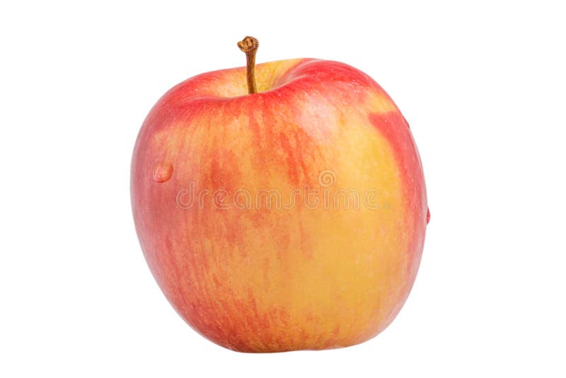 Red and Yellow Apple with a Drop of Water Isolated on White Stock Photo ...