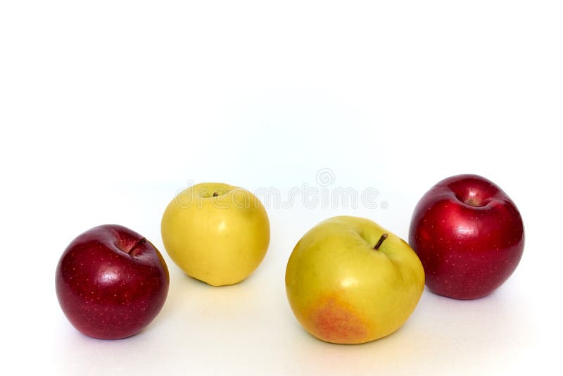 Red and Yellow Apples on White Background Stock Photo - Image of ...