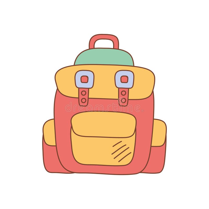 Red and Yellow BackPack Hand-Drawn Doodle Isolated Icon Stock Vector ...
