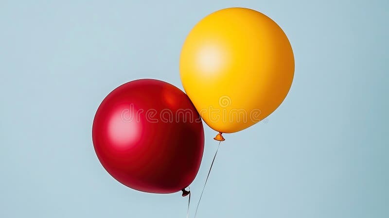 Red and Yellow Balloons Float Against a Blue Backdrop Stock Photo ...