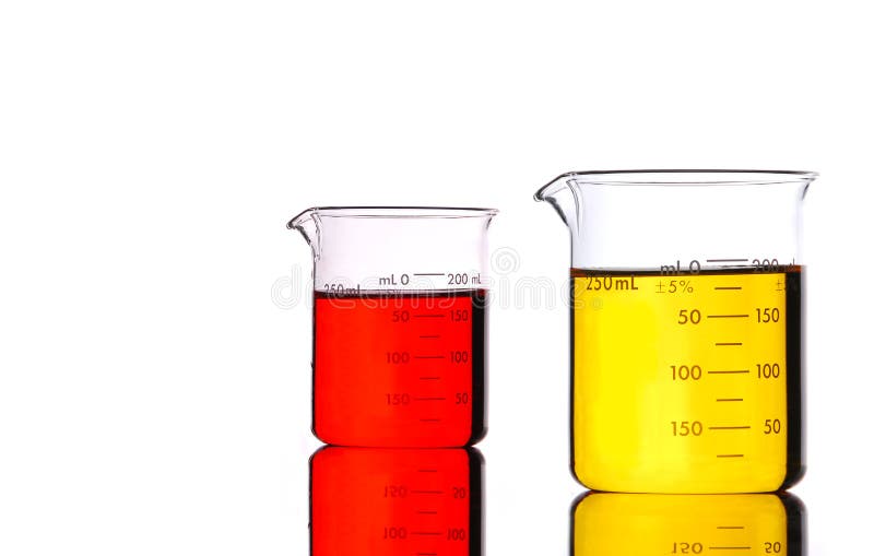 Red and Yellow Beakers stock image. Image of chemical - 3252827
