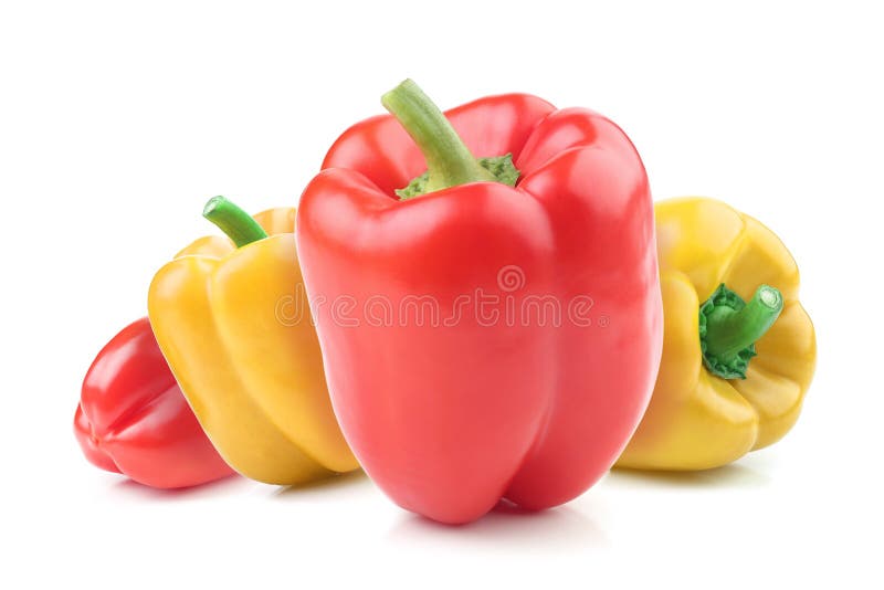 Red and Yellow Bell Pepper Isolated on White Background Stock Image ...