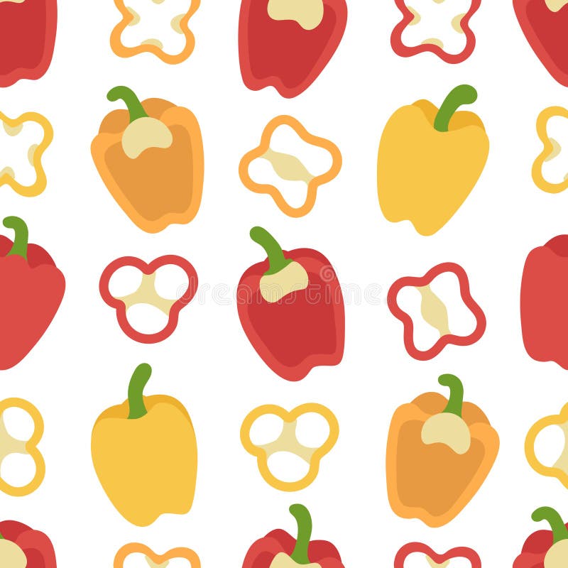 Bell Peppers White Background Seamless Pattern Stock Illustrations – 263 Bell Peppers White ...
