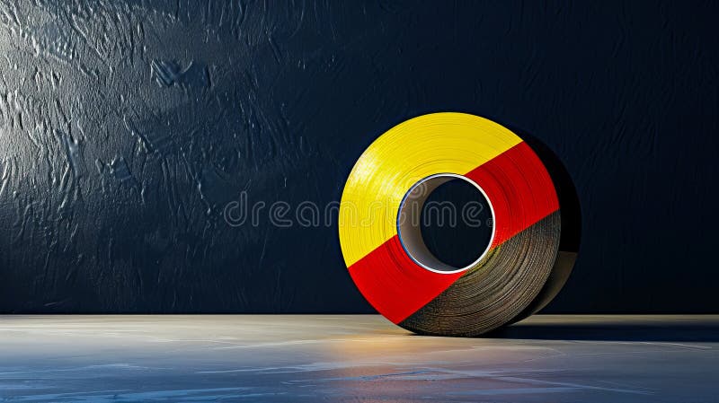 A Red, Yellow, and Black Striped Tape Stock Image - Image of striped ...
