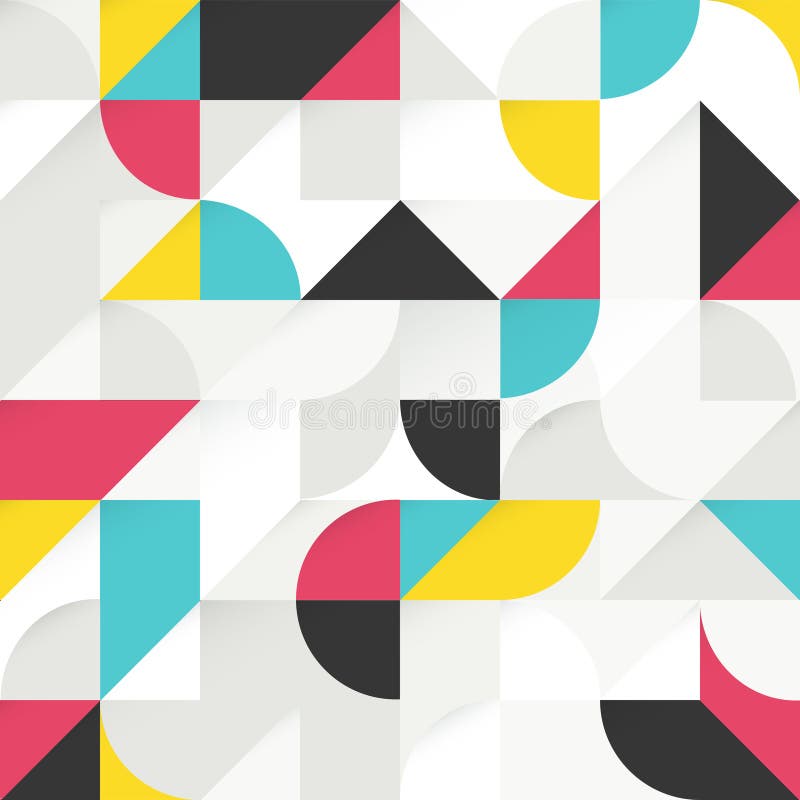 Red, Yellow and Blue Abstract Geometric Shapes Background. Seamless ...