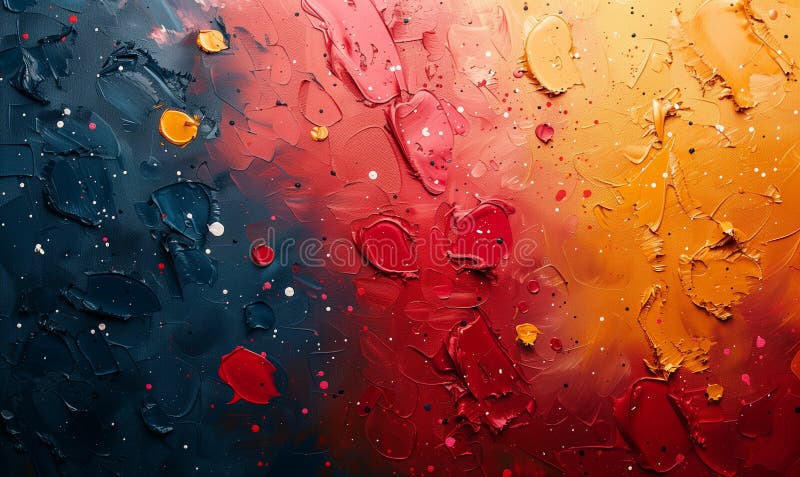 Red, Yellow, Blue, and Black Paint Splatter on Canvas. Stock Image ...