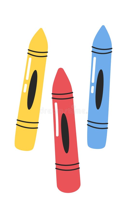 Red, Yellow, Blue Crayons Kit Stock Illustration - Illustration of ...