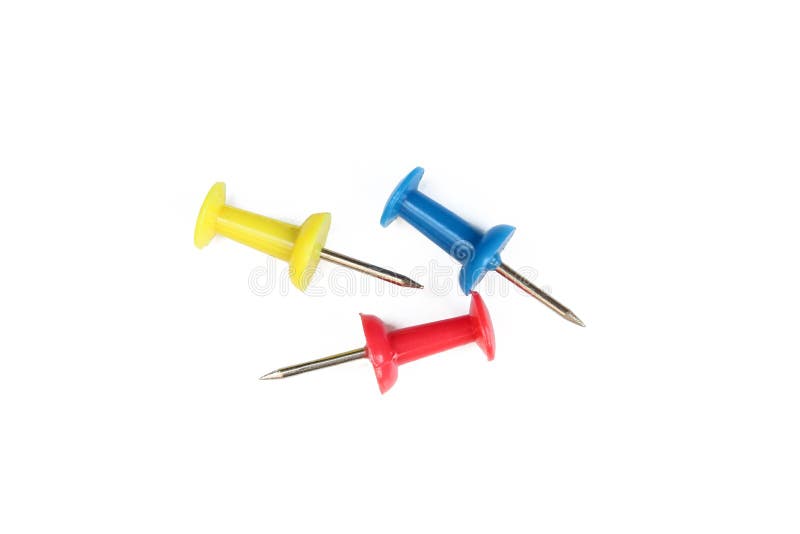 Red,yellow and Blue Push Pin Isolated on White Background Stock Photo ...
