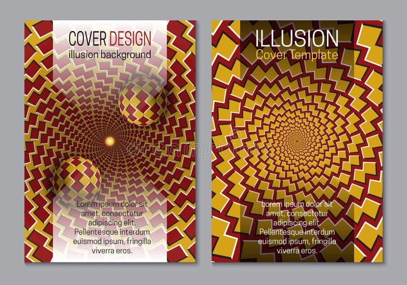 Red Yellow Book Cover Design Template with Optical Motion Illusion ...