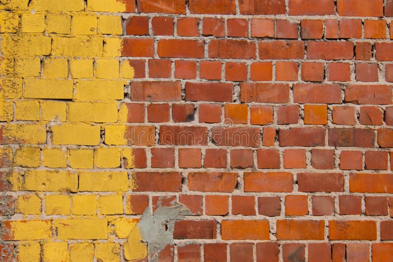 Red and Yellow Brick Wall Background Stock Image - Image of cement ...