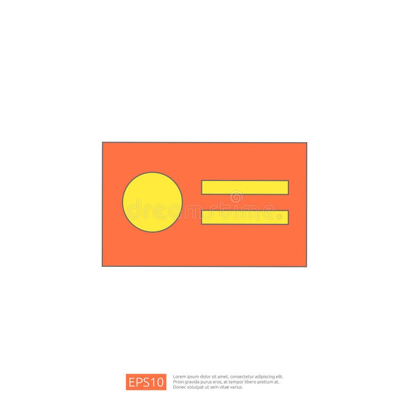 Red and Yellow Business Card Icon with a Circle and Two Lines Stock ...