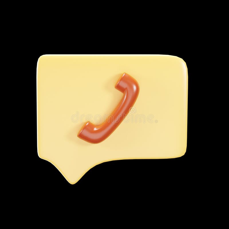 Red and Yellow Call Chat 3D Icon Against Black Stock Illustration ...