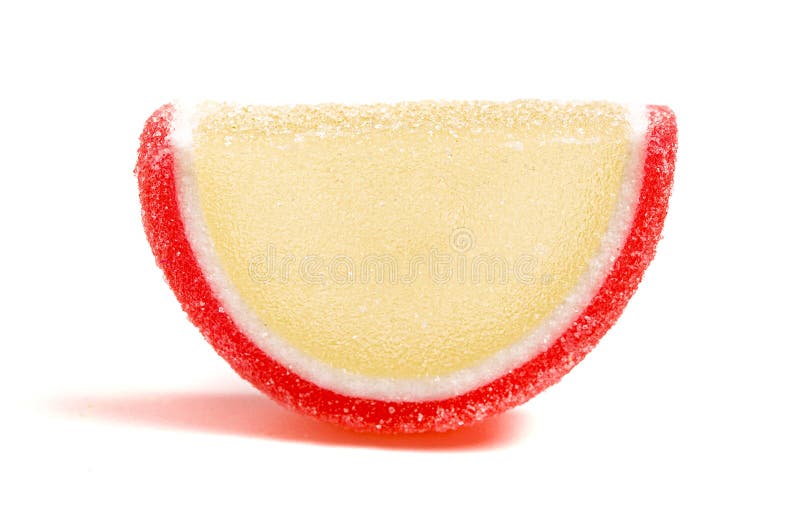 Red and Yellow Candy Fruit Slice on a White Background Stock Image ...