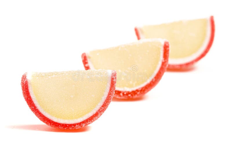 Red and Yellow Candy Fruit Slice on a White Background Stock Image ...