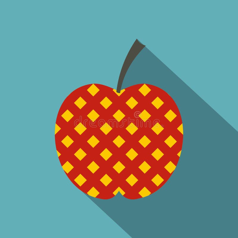 Red and Yellow Checkered Apple Icon, Flat Style Stock Vector ...