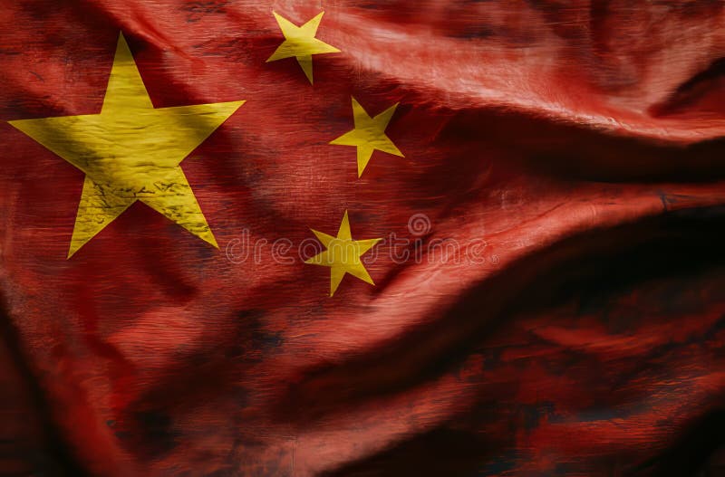A Red Chinese Flag Flying Over the Ocean on a Sunny Day Stock Photo ...