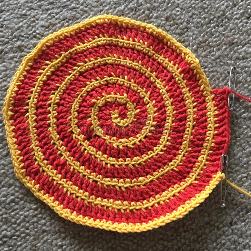 Crochet Spiral Shell Basket with a Hanger Stock Image - Image of ...