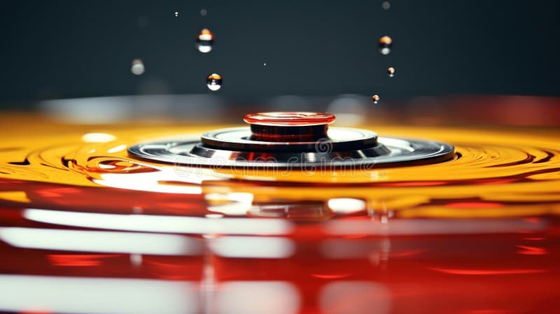A Red and Yellow Disc with Water Droplets, AI Stock Photo - Image of ...
