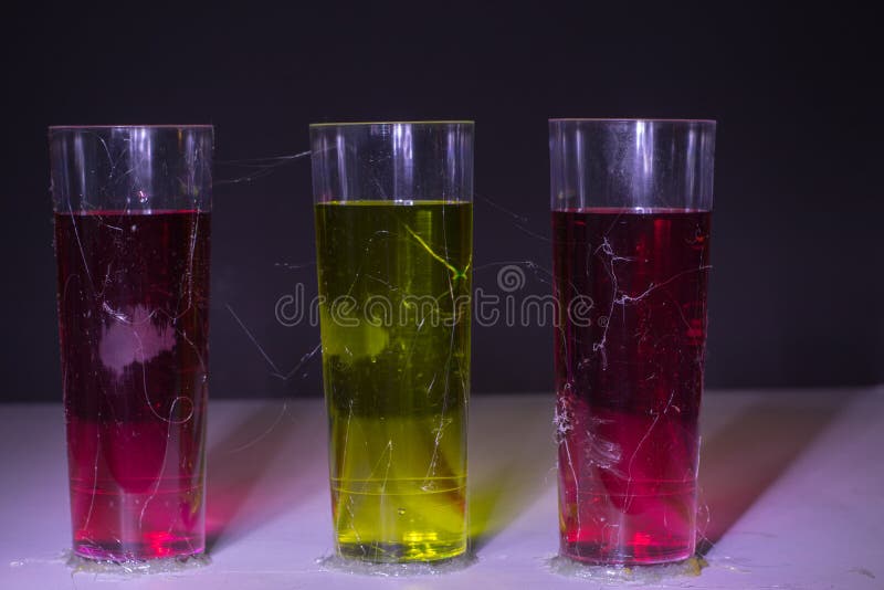 Red and Yellow Drink Glasses with Fog Stock Image - Image of ...