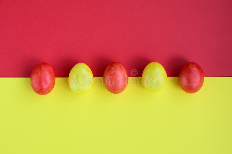 Red and Yellow Easter Eggs on a Red-yellow Background in a Line Stock ...