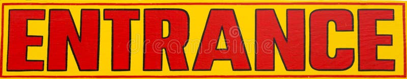 Red and Yellow Entrance Sign Stock Image - Image of directional ...