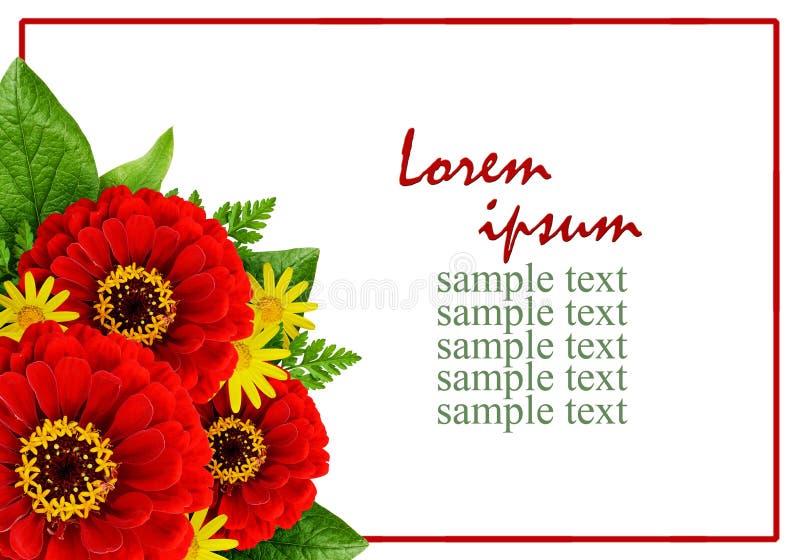 Red and Yellow Flowers Bouquet in a Corner and a Frame Stock Photo ...