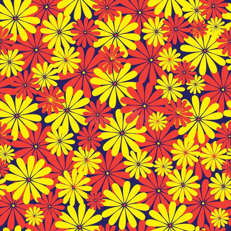 Seamless Pattern With A Small Of Red And Yellow Flowers Stock
