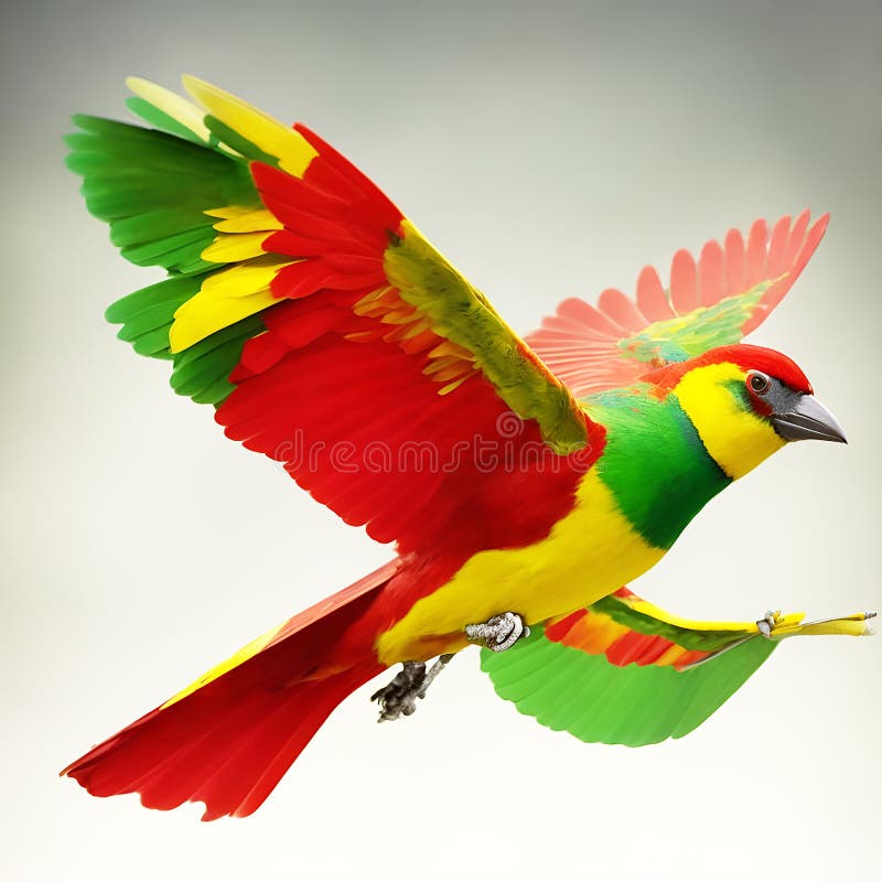A Red Yellow and Green Bird with the Word on the Wing Images Stock ...