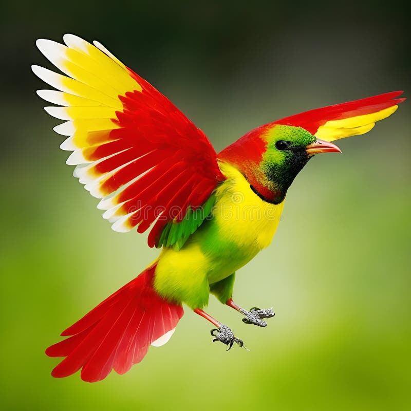 A Red Yellow and Green Bird with the Word on the Wing Images Stock ...