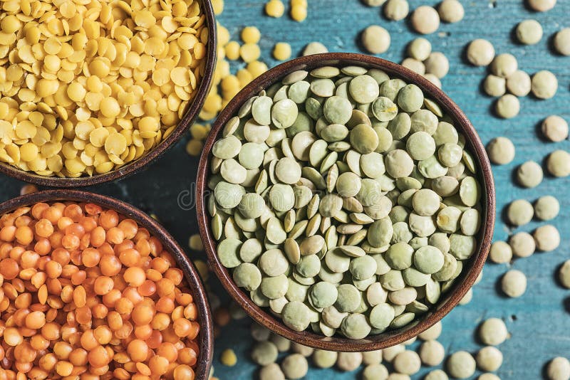 Red Yellow Green Lentils High Angle View Stock Photo - Image of lentil ...