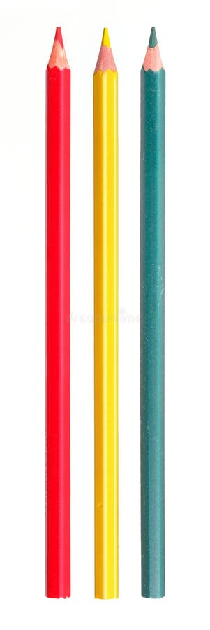Red, Yellow and Green Pencils Isolated on a White Background Stock ...