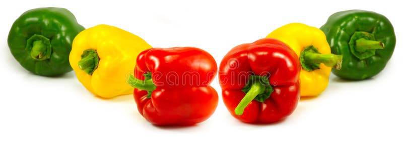 Red,yellow and Green Pepper Isolated on White Background Stock Photo ...