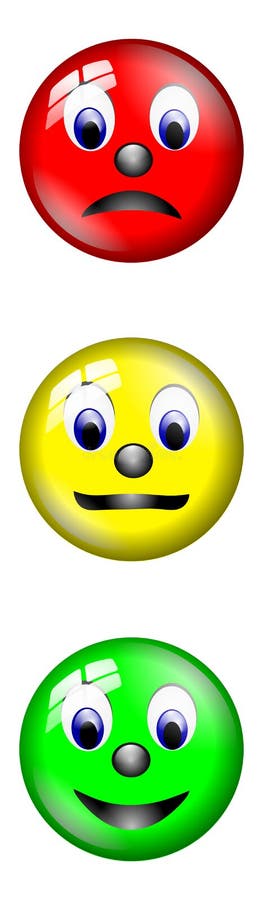 Red, Yellow, Green Smileys Emoticons Icon Negative, Neutral and ...