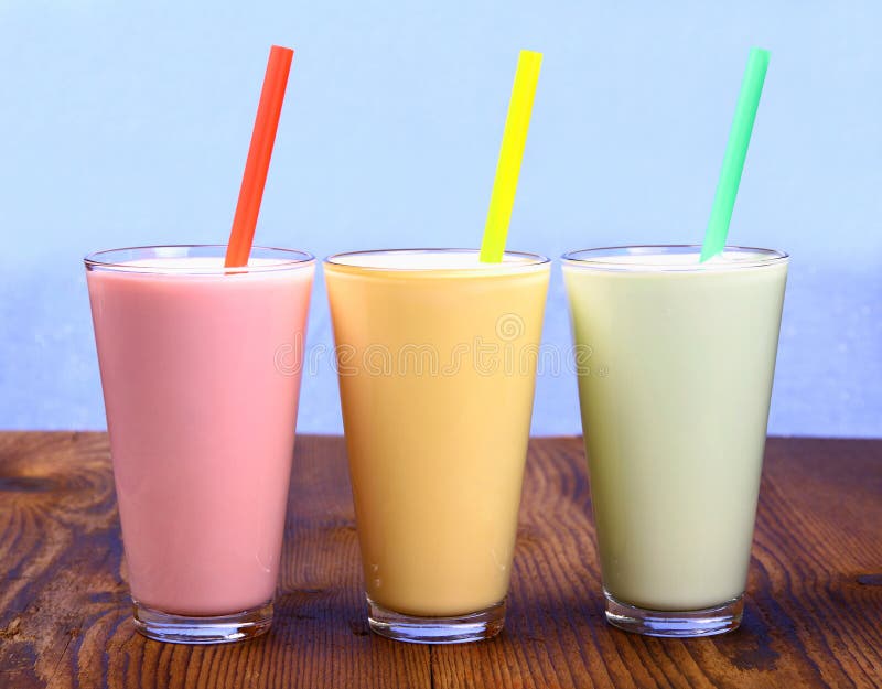 Red, Yellow and Green Soft Drink, Milk Shake Stock Image - Image of ...