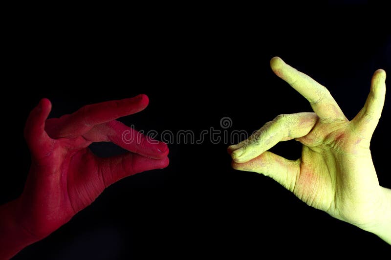 Red and Yellow - Painted Hands Stock Image - Image of emotion ...
