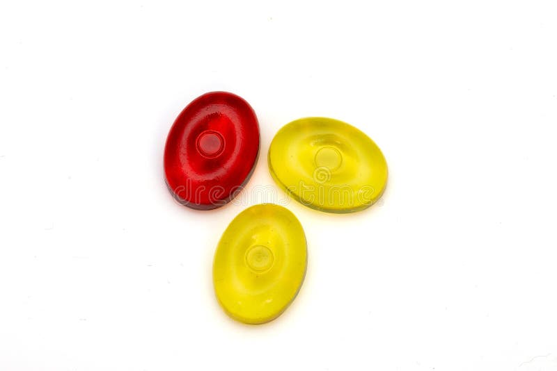 Red and Yellow Hard Candy Isolated on White Background Stock Photo ...