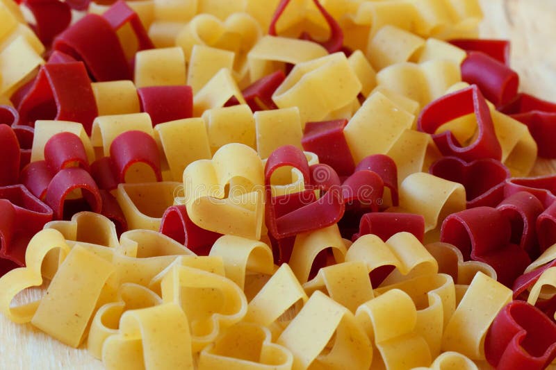 Red and Yellow Heart-shaped Pasta Stock Image - Image of holiday, saint ...