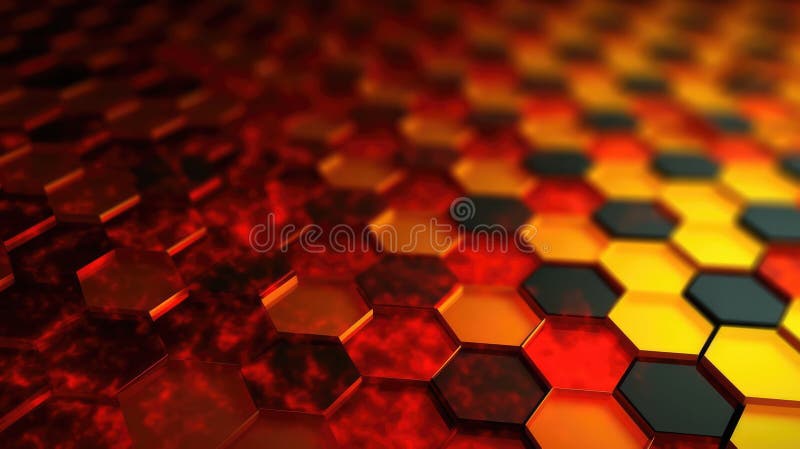 Red Yellow Honeycomb Technology Background. Generative AI Stock Photo ...