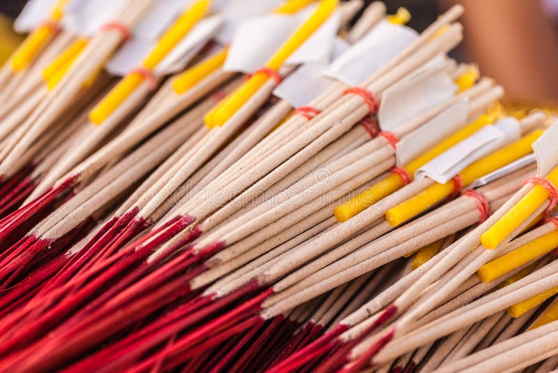 Red and Yellow Incense Sticks Stock Photo - Image of merchandise ...