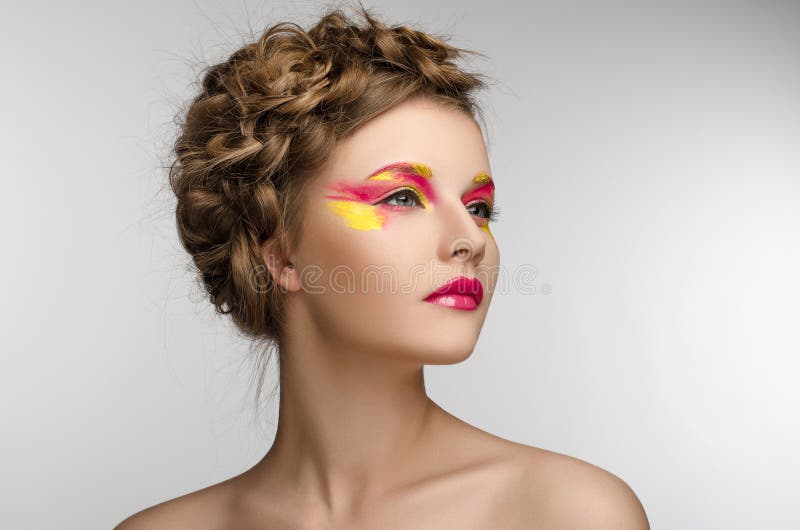 Yellow Makeup and a French Manicure. Stock Image - Image of assortment ...