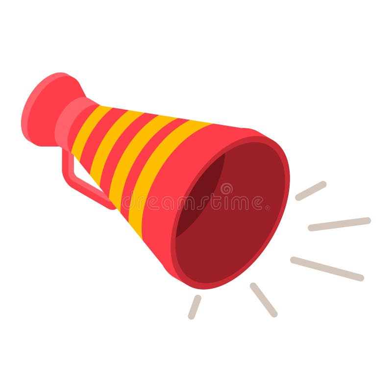 Red Yellow Megaphone Icon, Isometric Style Stock Vector - Illustration ...