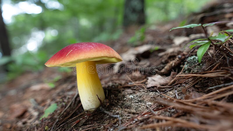 Red Yellow Mushroom Sitting Ground Woods Stock Photos - Free & Royalty ...